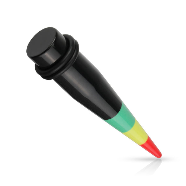 Rasta Stripe Acrylic Taper with O-Rings | Factory Edge